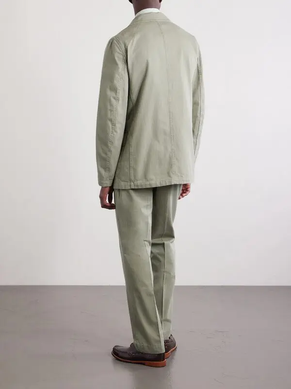 DRAKE'S Games Herringbone Cotton Suit Jacket - Green