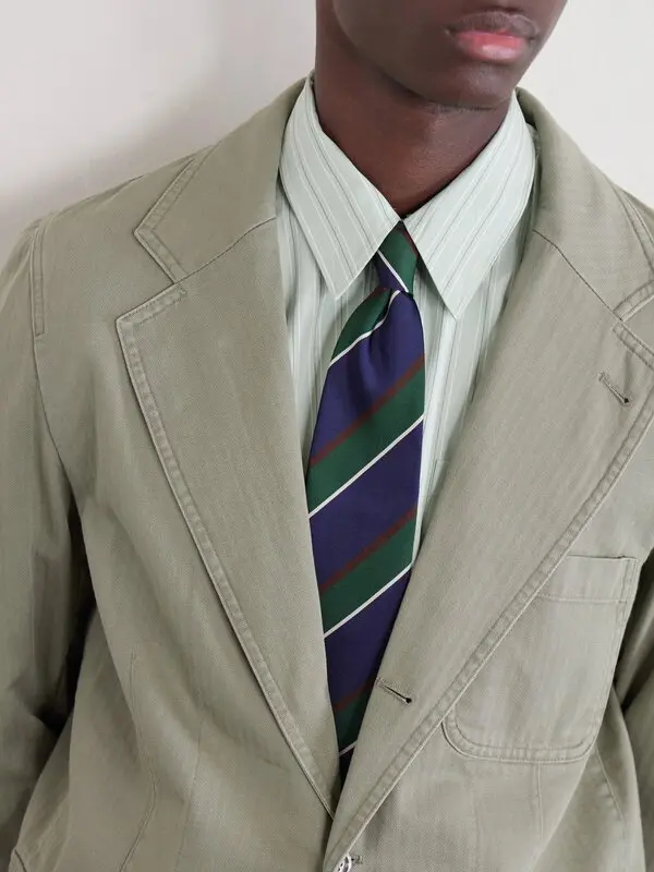 DRAKE'S Games Herringbone Cotton Suit Jacket - Green
