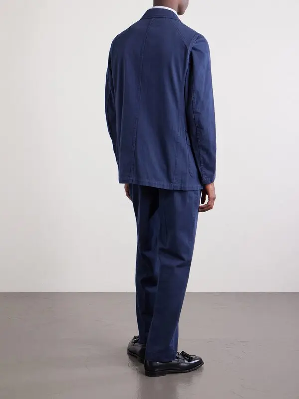 DRAKE'S Games Herringbone Cotton Suit Jacket - Blue