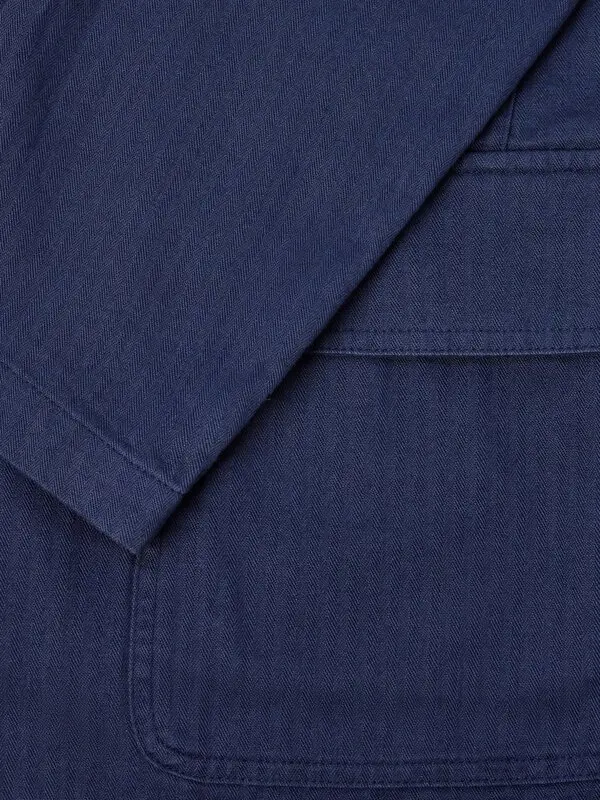 DRAKE'S Games Herringbone Cotton Suit Jacket - Blue
