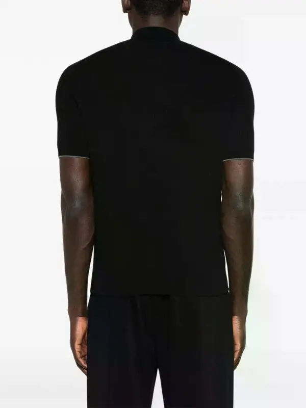 Brunello Cucinelli Ribbed Button Polo Shirt - Black