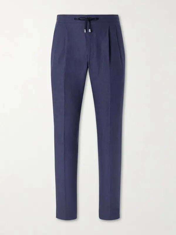DE PETRILLO Straight-leg Pleated Linen Trousers