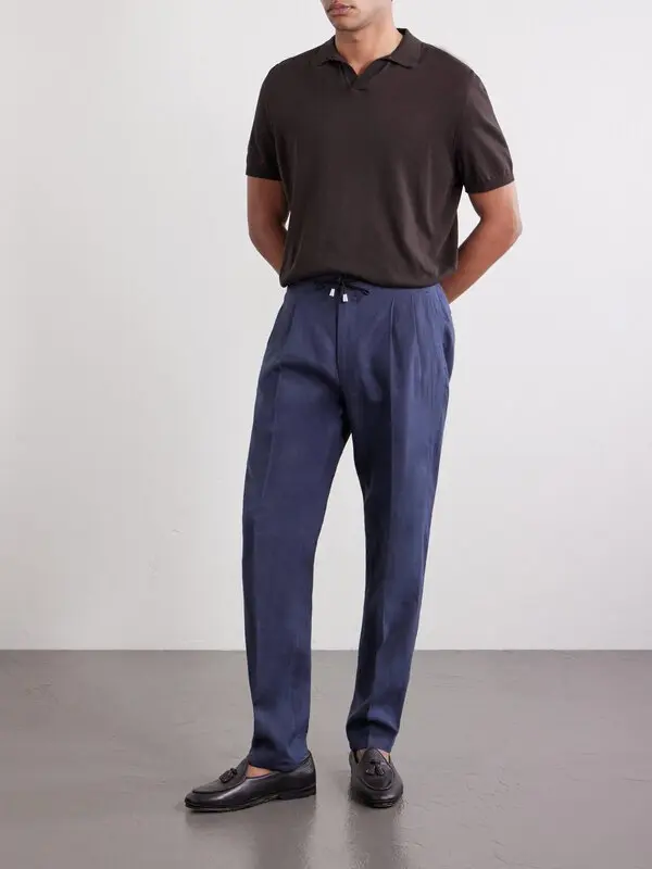 DE PETRILLO Straight-leg Pleated Linen Trousers