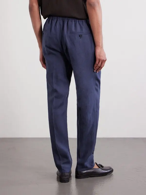 DE PETRILLO Straight-leg Pleated Linen Trousers