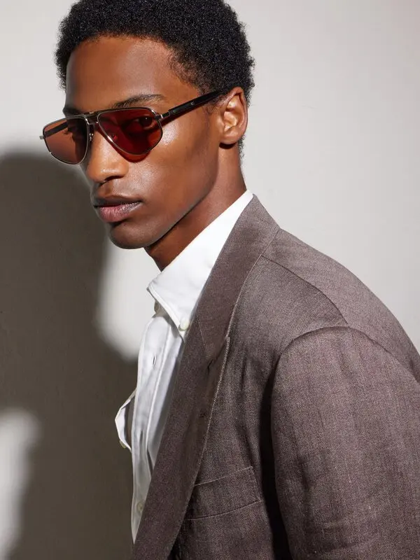 Brunello Cucinelli Aviator-style Titanium Sunglasses
