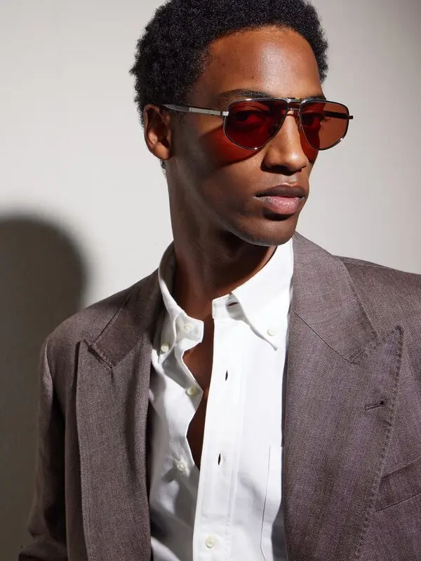 Brunello Cucinelli Aviator-style Titanium Sunglasses