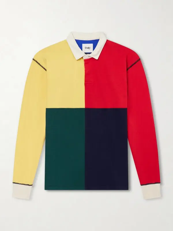 DRAKE'S Colour-block Cotton-jersey Rugby Shirt - Multi