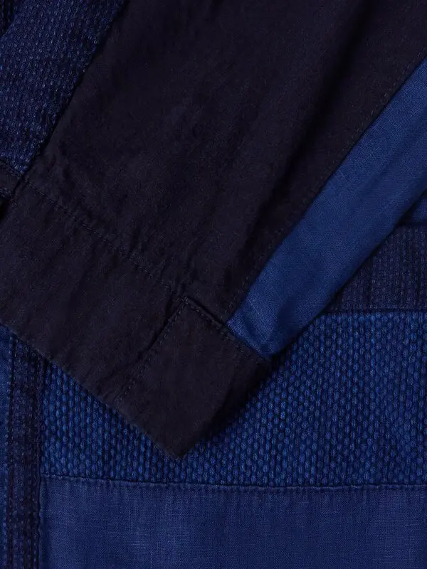 Blue Blue Japan Nenrin Indigo-dyed Patchwork Linen Blazer