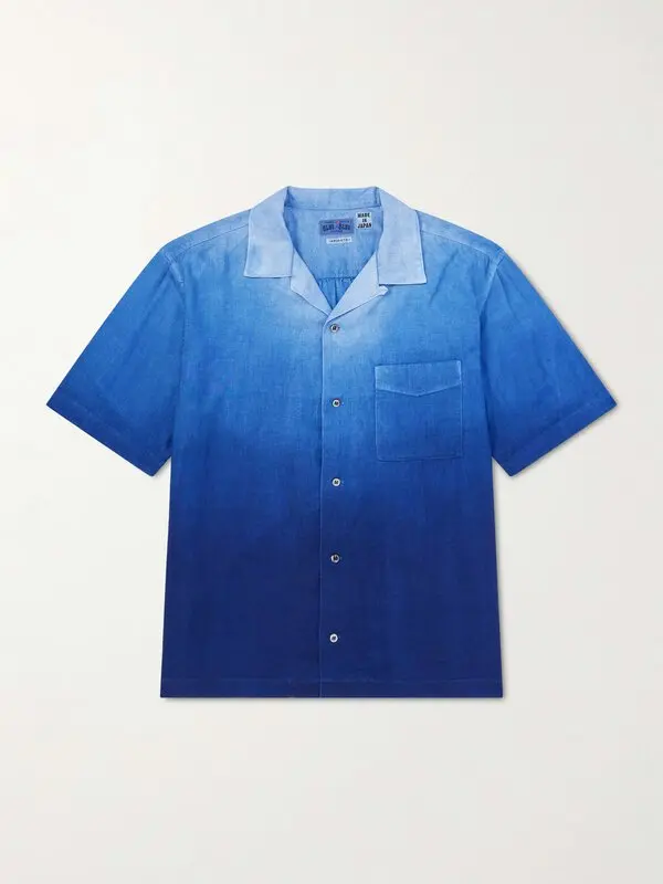 Blue Blue Japan Camp-collar Dégradé Woven Shirt - Blue