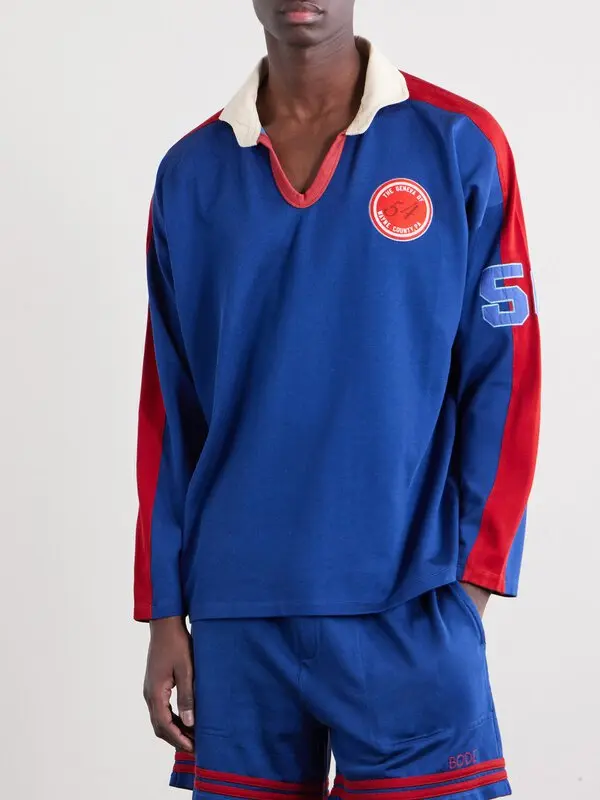 BODE Lakewood Appliquéd Jersey Polo Shirt