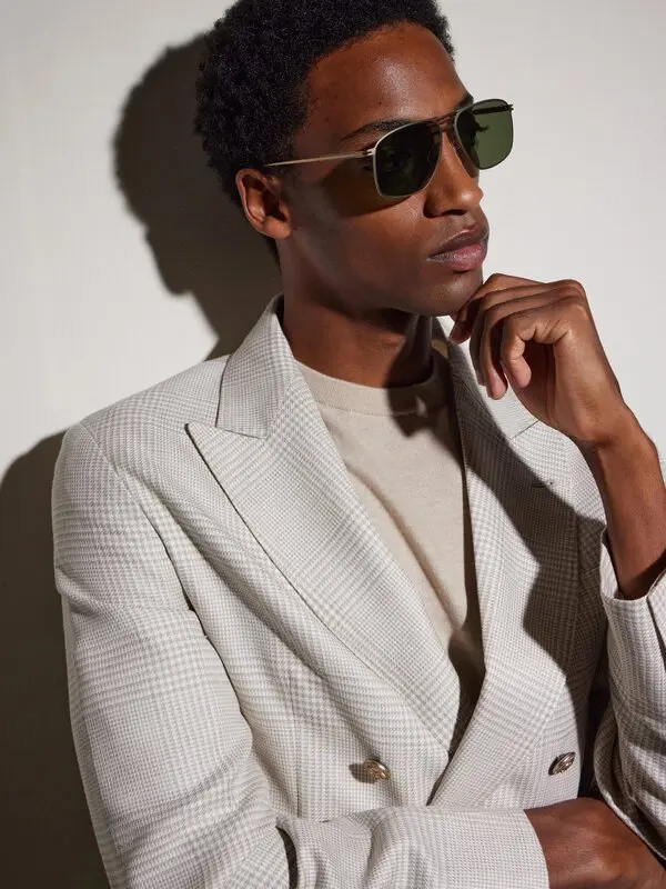 Brunello Cucinelli Aviator-style Titanium Sunglasses - Gold