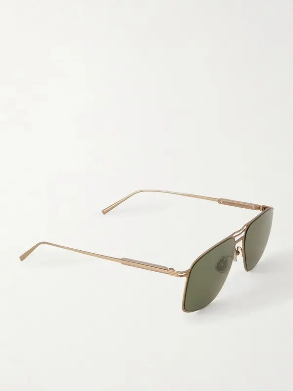 Brunello Cucinelli Aviator-style Titanium Sunglasses - Gold