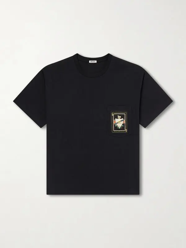 BODE Logo-appliquéd Cotton-jersey T-shirt - Black