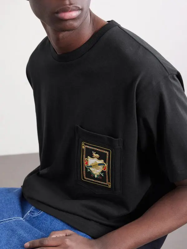 BODE Logo-appliquéd Cotton-jersey T-shirt - Black