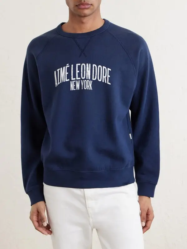 Aimé Leon Dore Logo-print Cotton-blend Jersey Sweatshirt - Blue