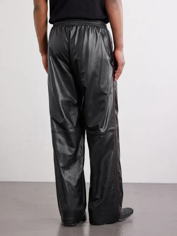 Balenciaga Straight-leg Logo-print Leather Sweatpants