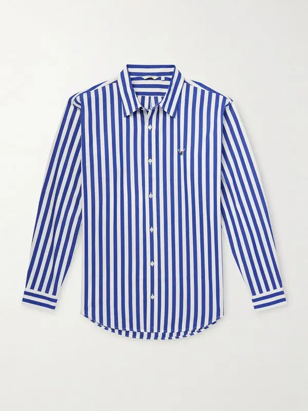 Aimé Leon Dore Oversized Logo-embroidered Striped Cotton Shirt