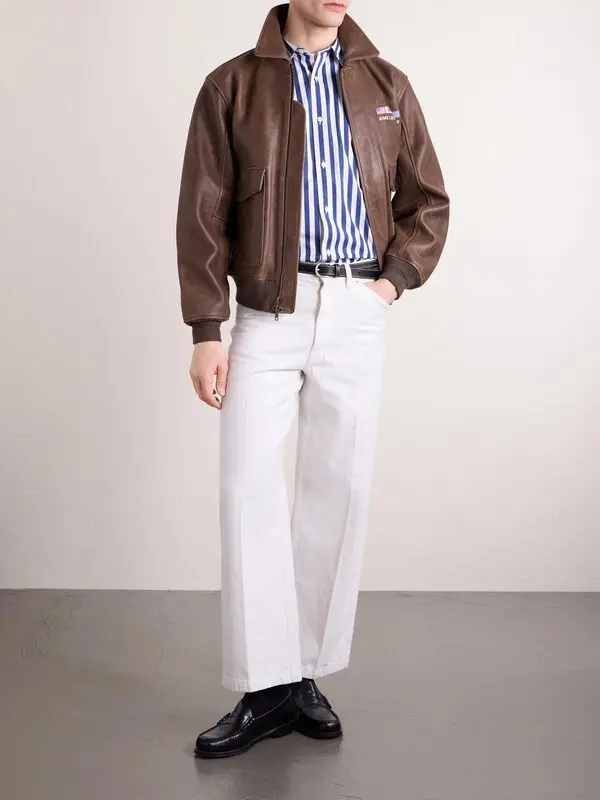 Aimé Leon Dore Oversized Logo-embroidered Striped Cotton Shirt