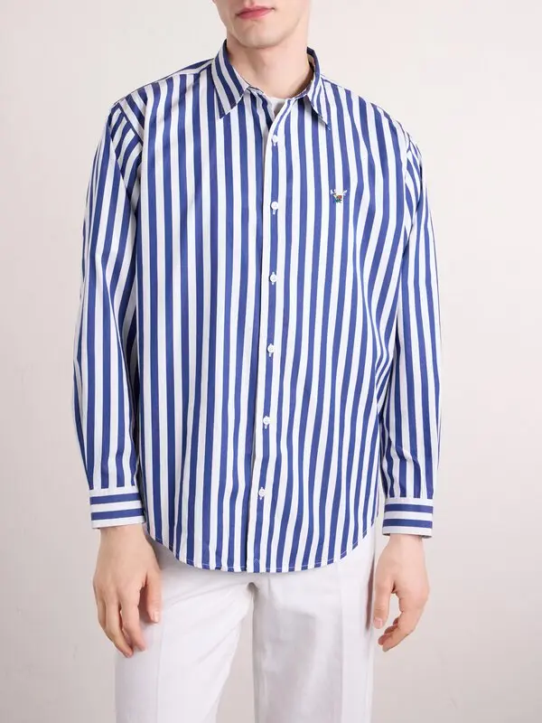 Aimé Leon Dore Oversized Logo-embroidered Striped Cotton Shirt