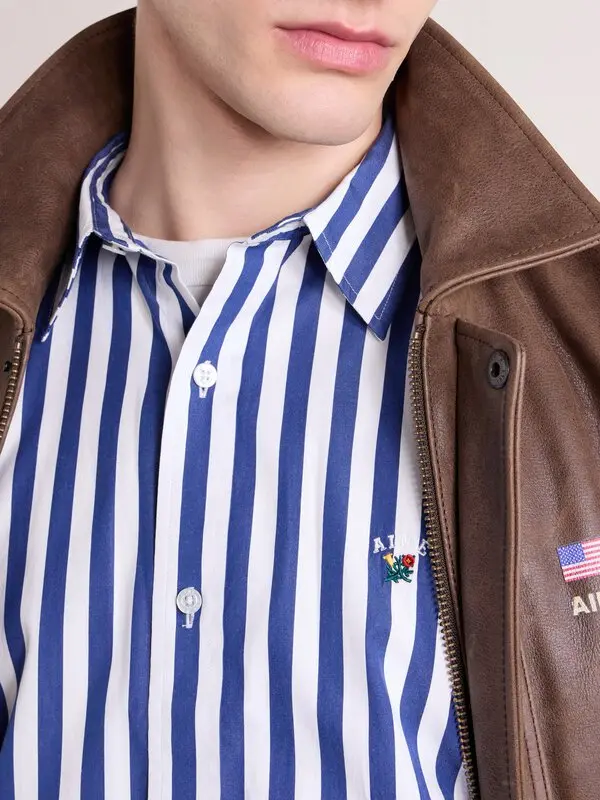 Aimé Leon Dore Oversized Logo-embroidered Striped Cotton Shirt