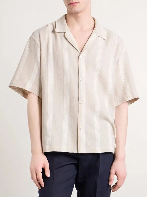 A KIND OF GUISE Samata Striped Cotton And Linen-blend Shirt - Neutrals