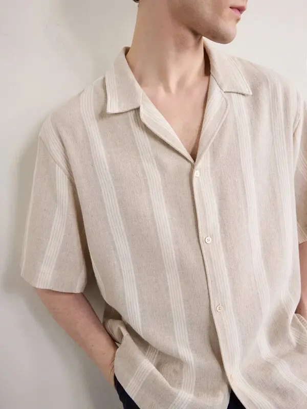 A KIND OF GUISE Samata Striped Cotton And Linen-blend Shirt - Neutrals