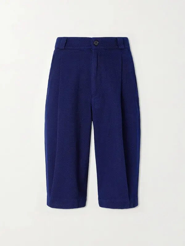 Blue Blue Japan Wide-leg Sashiko Cotton Shorts
