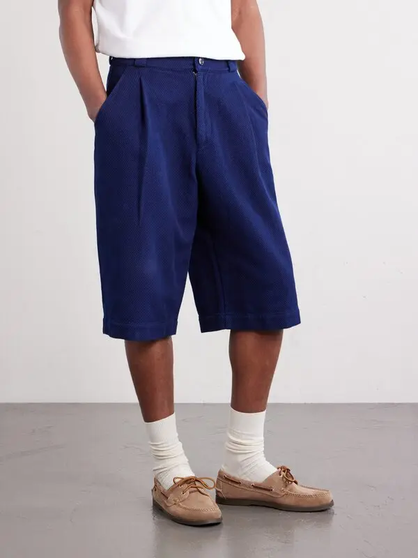 Blue Blue Japan Wide-leg Sashiko Cotton Shorts