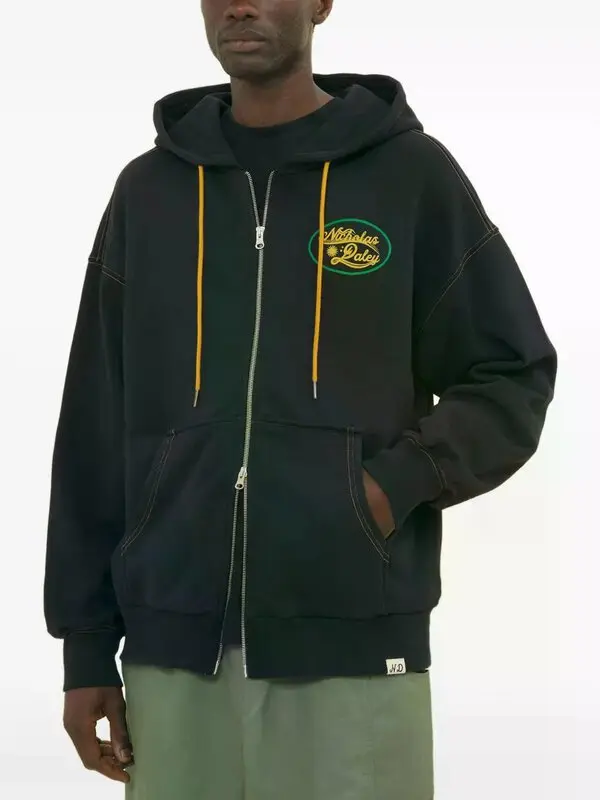 NICHOLAS DALEY Appliqué Zip-up Hooded Sweatshirt