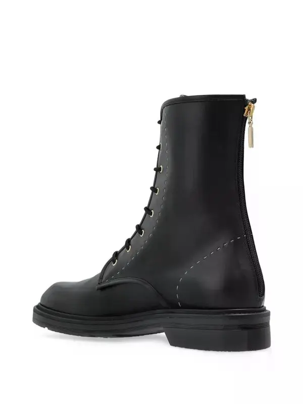 Max Mara Lace-up Combat Boots With Gold-tone Zipper - Black