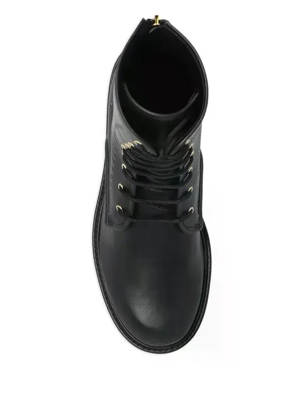 Max Mara Lace-up Combat Boots With Gold-tone Zipper - Black