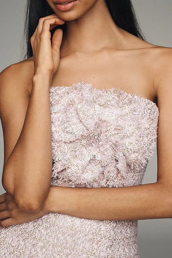 Mac Duggal 3d Floral Strapless Midi Dress