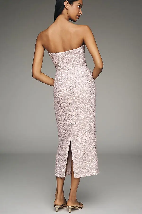 Mac Duggal 3d Floral Strapless Midi Dress