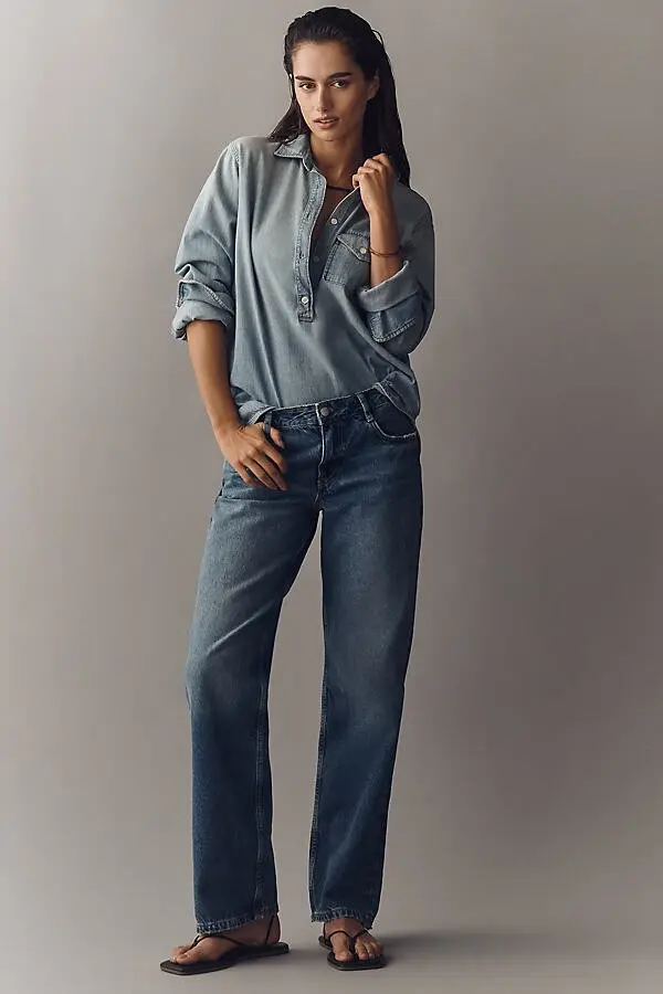 PILCRO Mid-rise Straight Leg Jeans