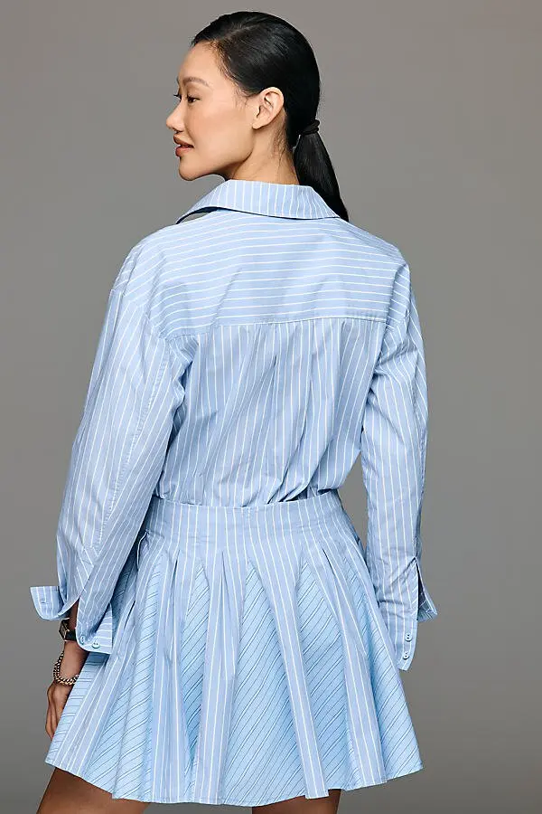Avec Les Filles Waisted Long-sleeve Shirtdress By