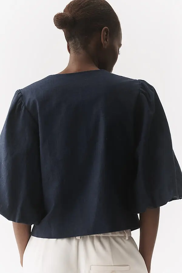 DOLAN LEFT COAST Bow Puff-sleeve Blazer Jacket