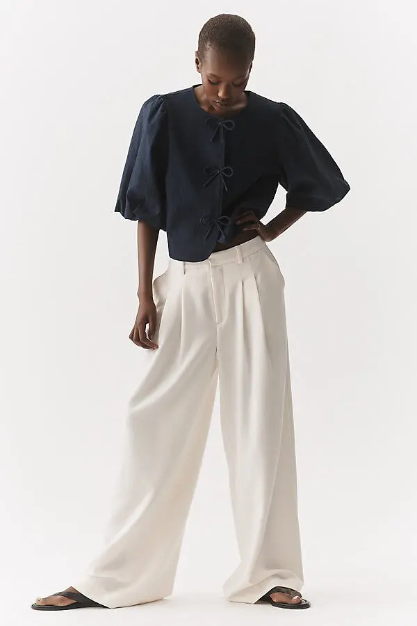 DOLAN LEFT COAST Bow Puff-sleeve Blazer Jacket