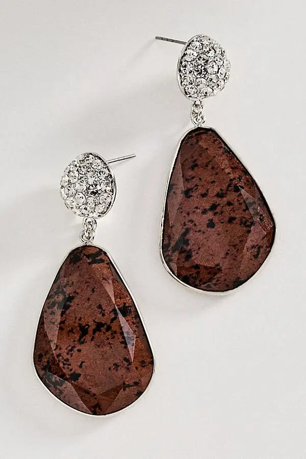 Anthropologie Stone Drop Earrings - Mahogany