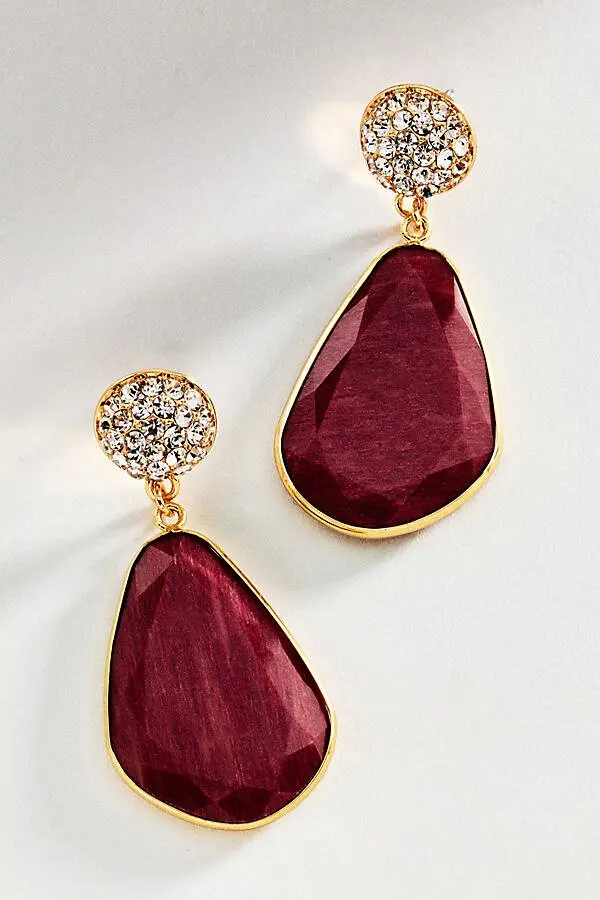 Anthropologie Stone Drop Earrings - Pink