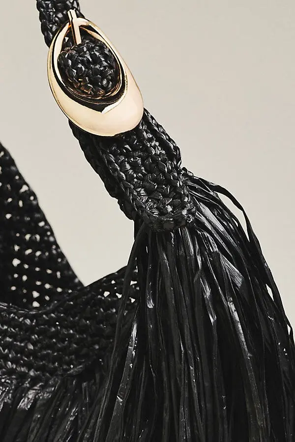 Anthropologie Fringe Hobo Bag - Black