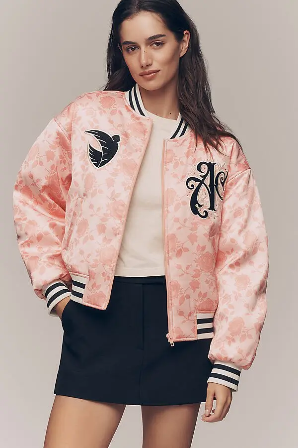 Anthropologie Wild Collective Varsity Bomber Jacket - Angel City