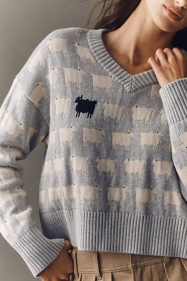 ROWING BLAZERS Diana Cotton Sheep Sweater - Grey