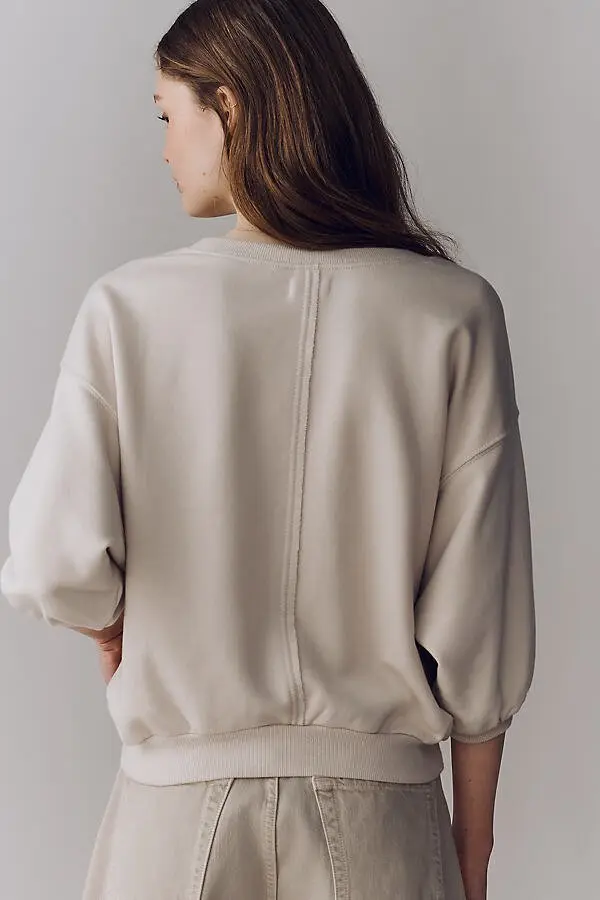 PILCRO Embroidered Relaxed Pullover - Ivory Pattern