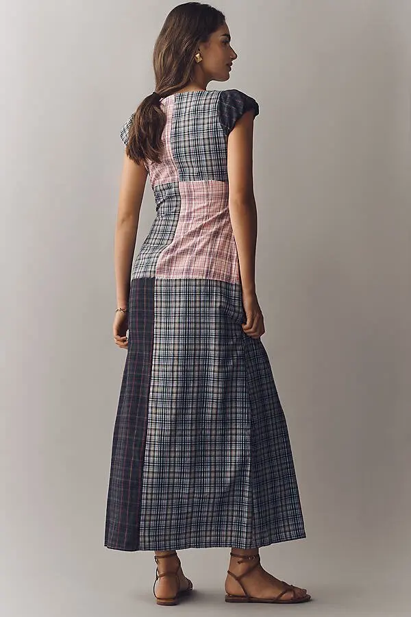 ROWING BLAZERS Patchwork Plaid Maxi Dress