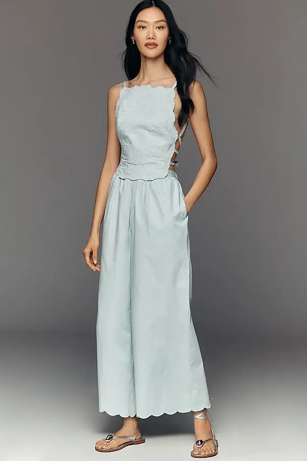 Maeve Quilted Apron Jumpsuit - Pastel Blue