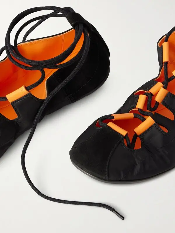 Alaïa Suede-trimmed Shell Ballet Flats