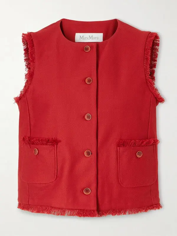 Max Mara Frayed Cotton-twill Vest