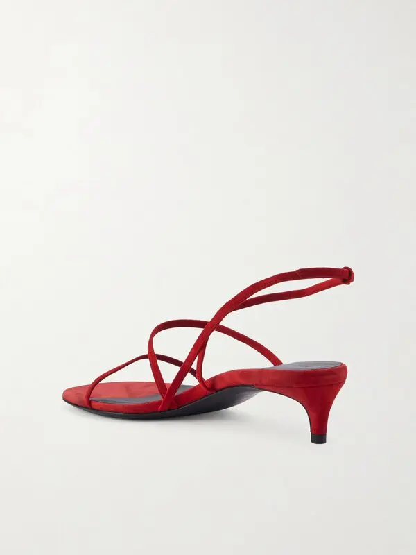 Khaite Loop Suede Sandals - Red