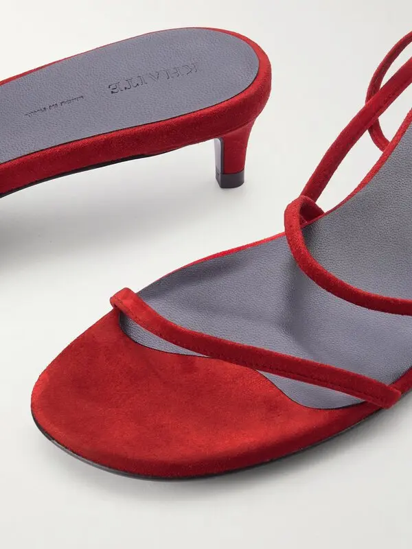 Khaite Loop Suede Sandals - Red