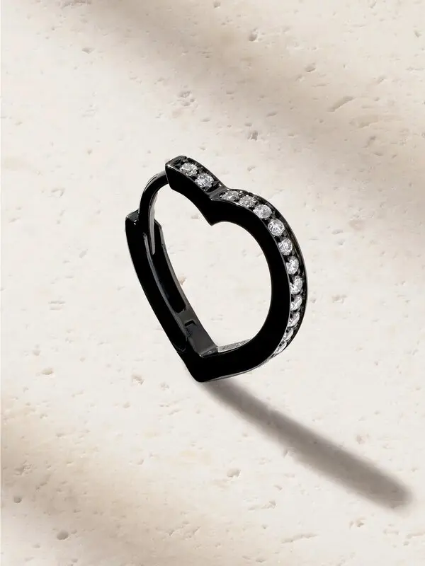 REPOSSI Antifer Heart Small 18-karat Gold Diamond Single Earring - Black